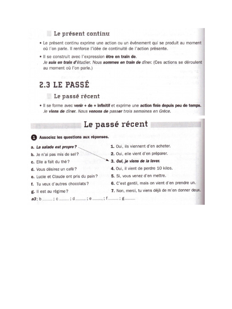 Present Continu - Passe Recent | PDF