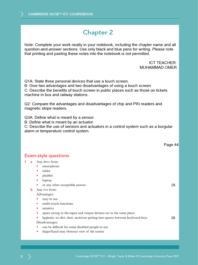 IGCSE ICT Exam Questions and Answers | PDF | Touchscreen | Laptop