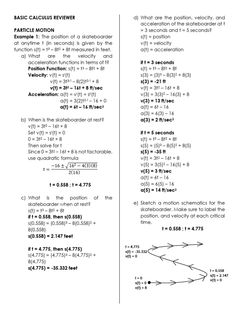 Basic Calculus Reviewer | PDF | Acceleration | Velocity