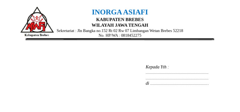 Amplop Inorga Asiafi | PDF