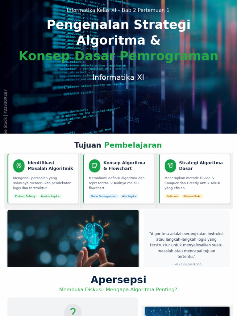Membuat Struktur Slide Tentang Strategi Algoritma Dan Pemrograman | PDF