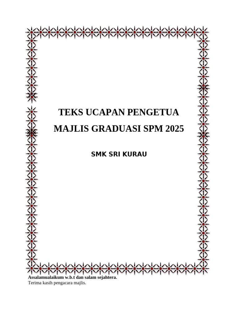 Teks Ucapan Pengetua | PDF