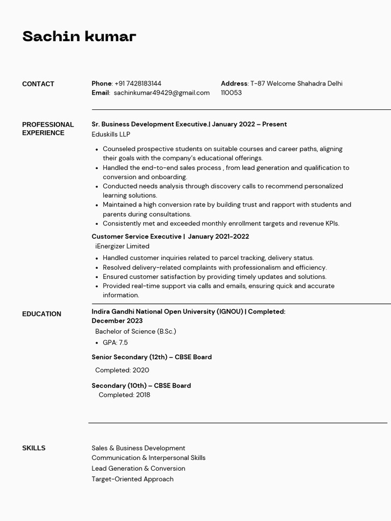 SACHIN’s Resume | PDF