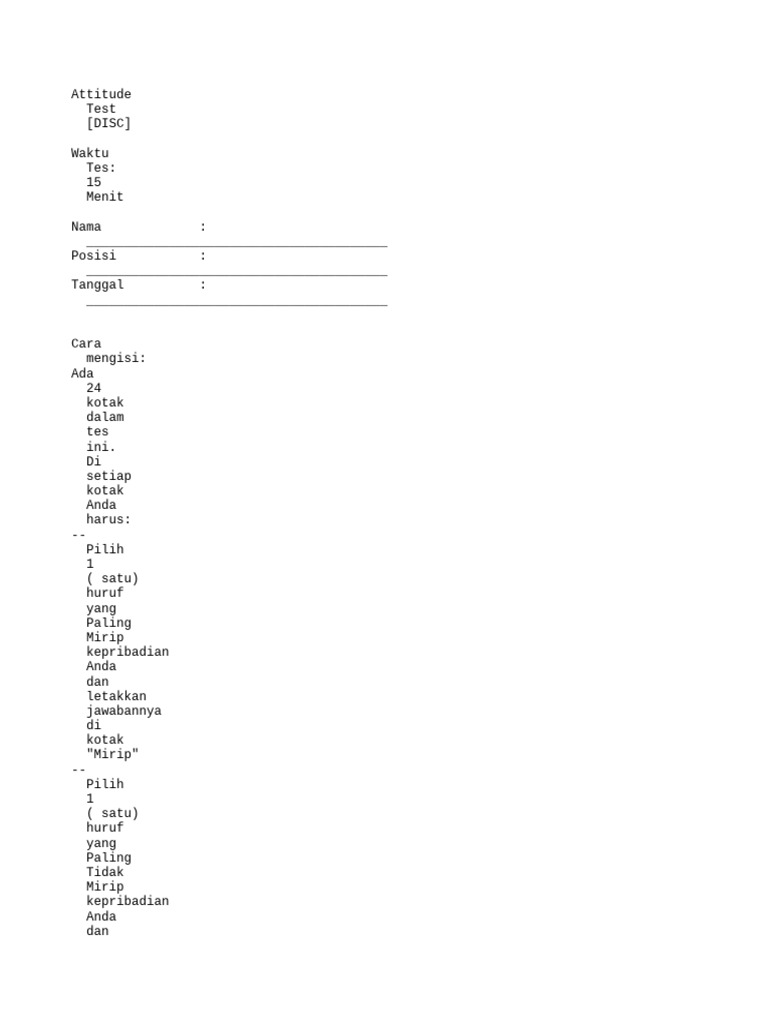 484616639 01 Form Assessment Attitude Test PDF | PDF