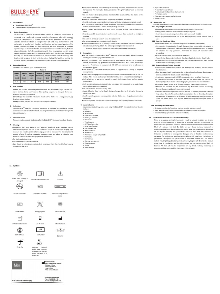 BULLSEYETM Steerable Introducer Sheath Guide | PDF | Medical ...