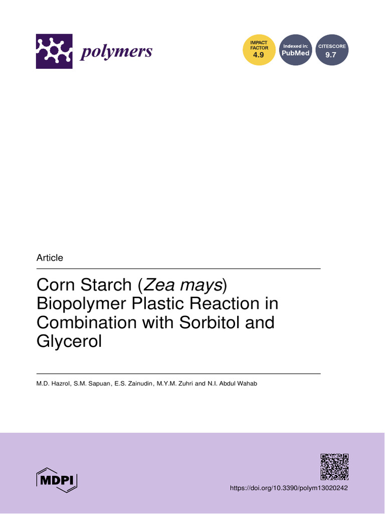 Corn Starch Biopolymer Plastic Study | PDF | Composite Material | Polymers