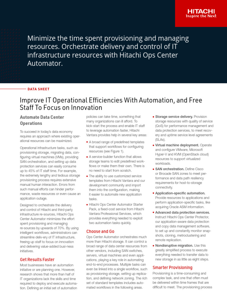 Automate Data Center Operations Datasheet | PDF | Automation | Computer ...