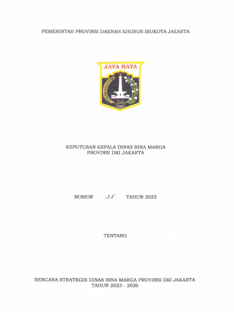 Renstra Dinas Bina Marga DKI 2023-2026 | PDF