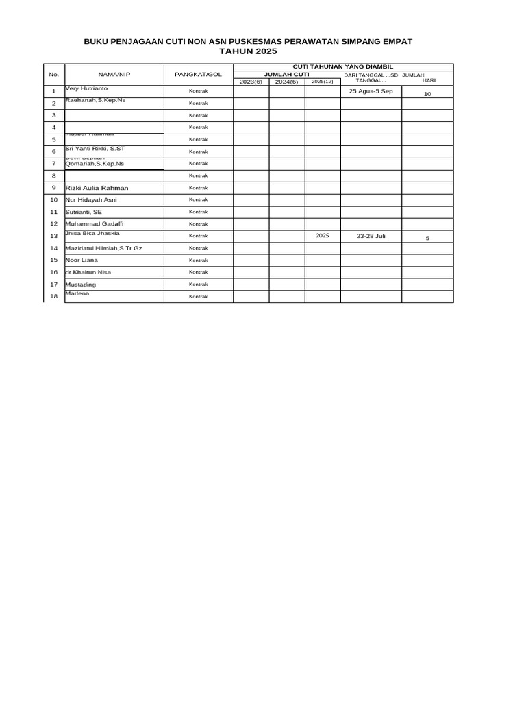 Buku Penjagaan Cuti Asn | PDF
