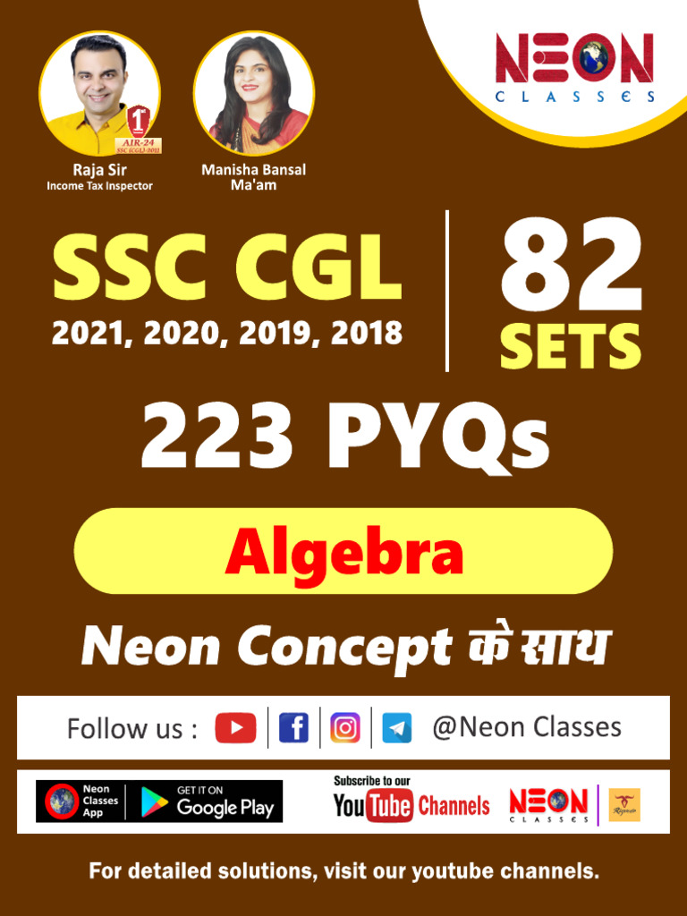 Algebra SSC CGL 2021,2020,2019,2018 Complete PYQs | PDF
