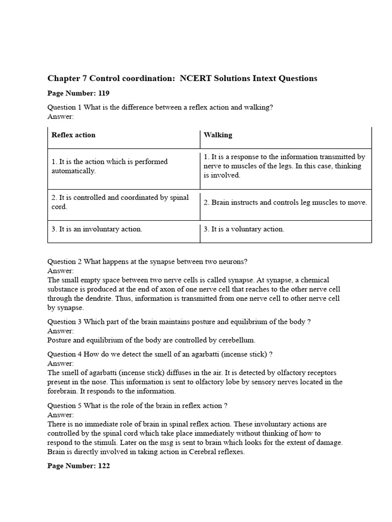 CH 7 Control Coordination Solution | PDF | Neuron | Nervous System