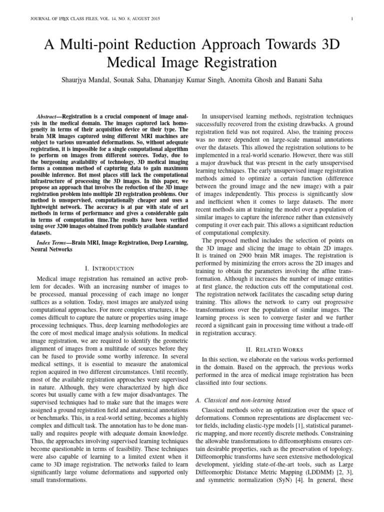 A Multi Point Reduction Approach Towards 3D Medical Image Registration | PDF | Deep Learning ...