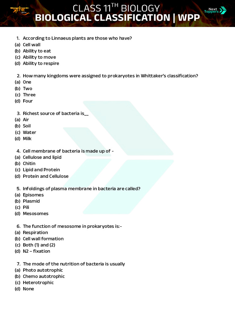 Biological Classification Class 11 | PDF | Bacteria | Fungus