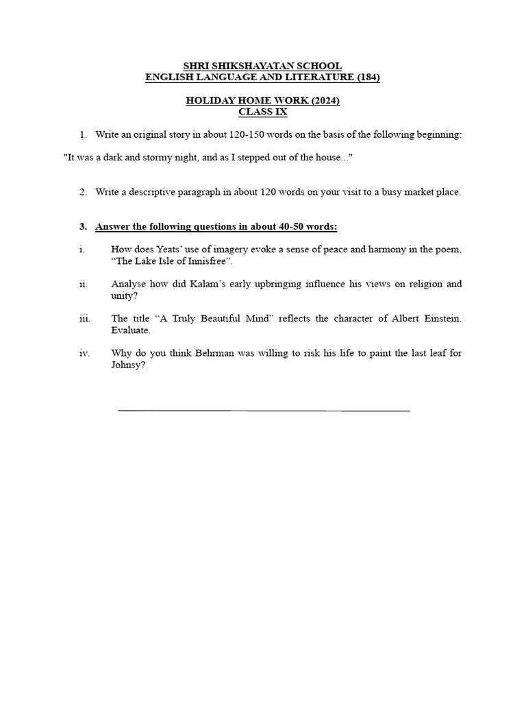 Class Ix - Pujo Holiday Home Work | PDF