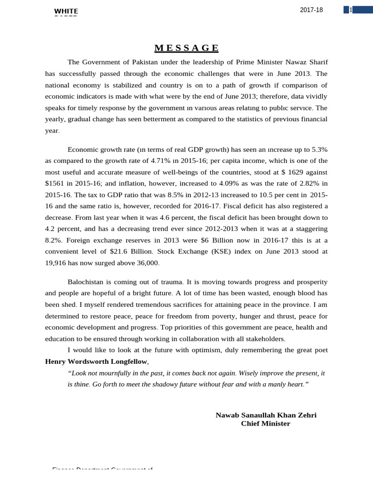 Balochistan Economic Growth White Paper | PDF | Gross Domestic Product ...