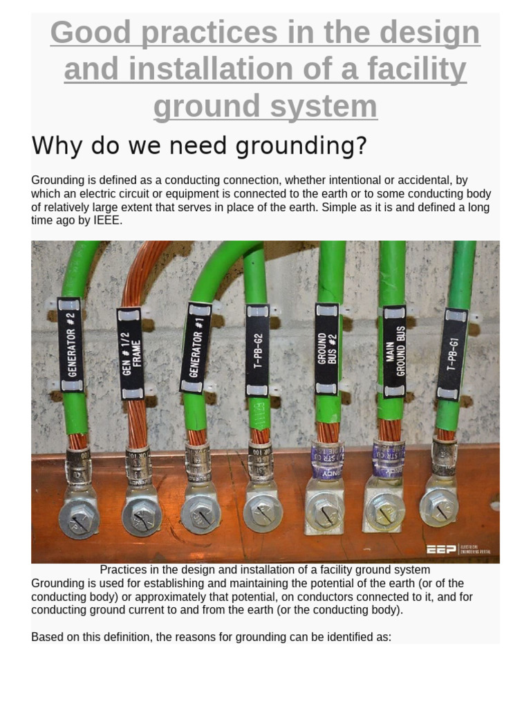Grounding System Design Best Practices | PDF | Electrical Equipment ...