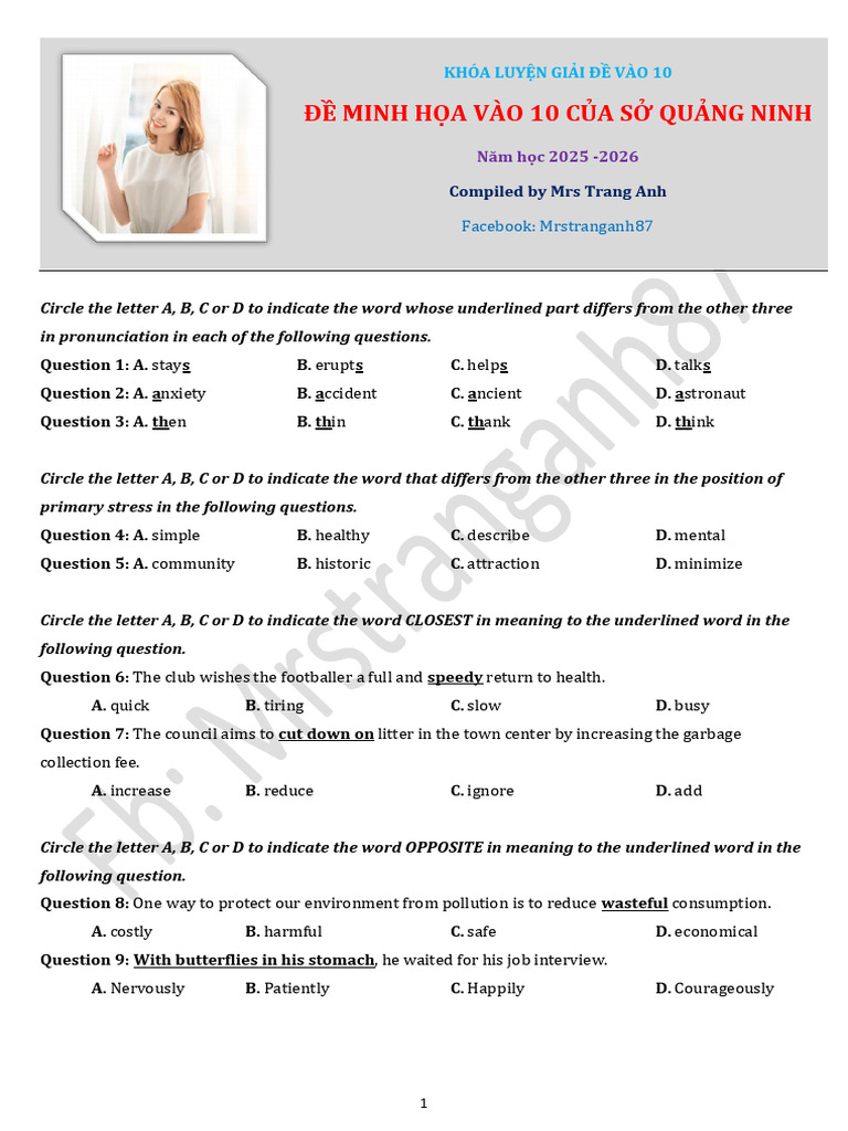 Quảng Ninh 10th Grade Exam Practice | PDF | Climate Change | Greenhouse Gas