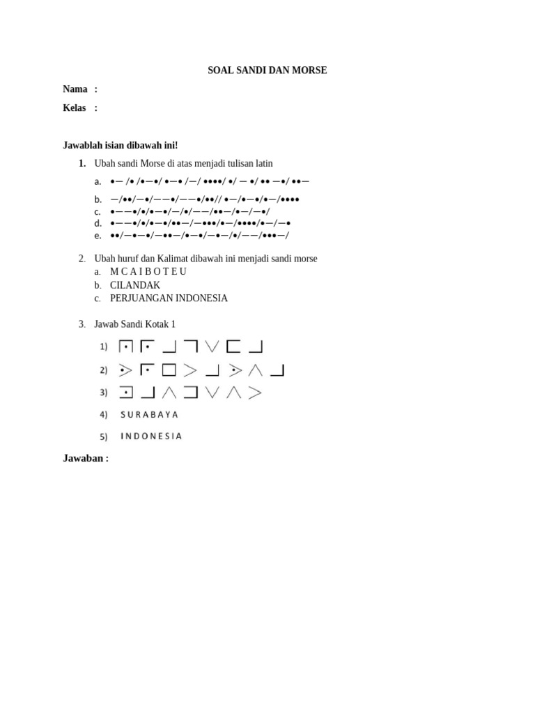 Soal Sandi Dan Morse Sleksi Lomba | PDF
