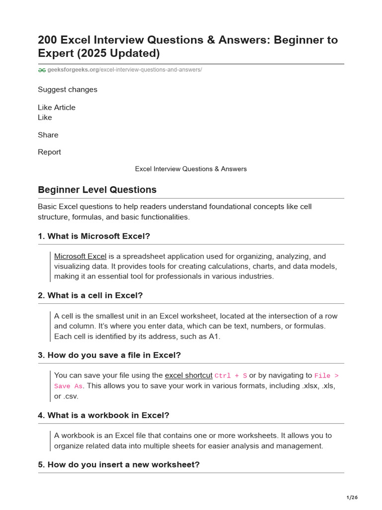 1.Excel Interview Questions | PDF | Microsoft Excel | Net Present Value