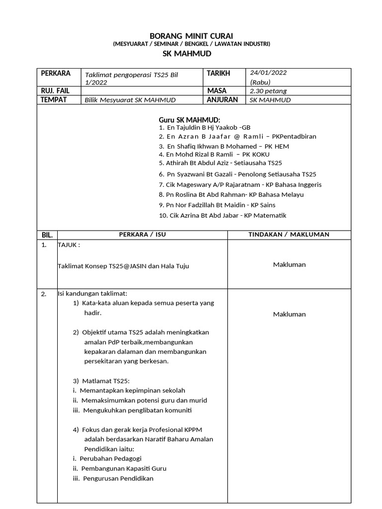 Minit Curai Ts25 2022 | PDF