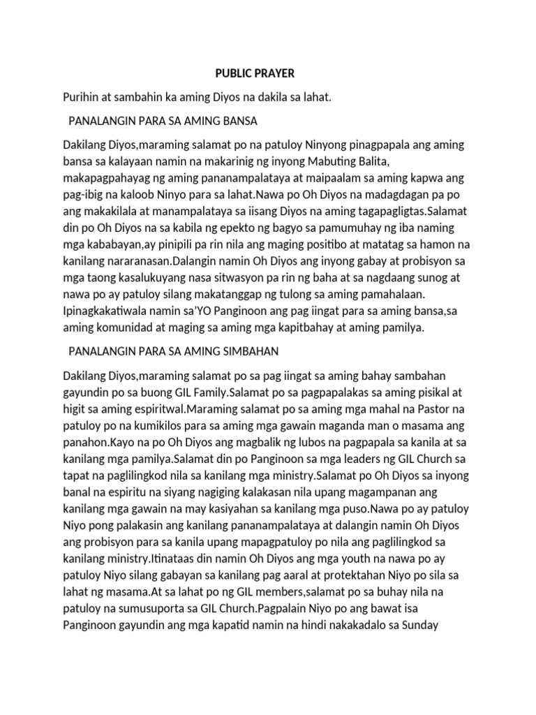 Public Prayer July2025 | PDF