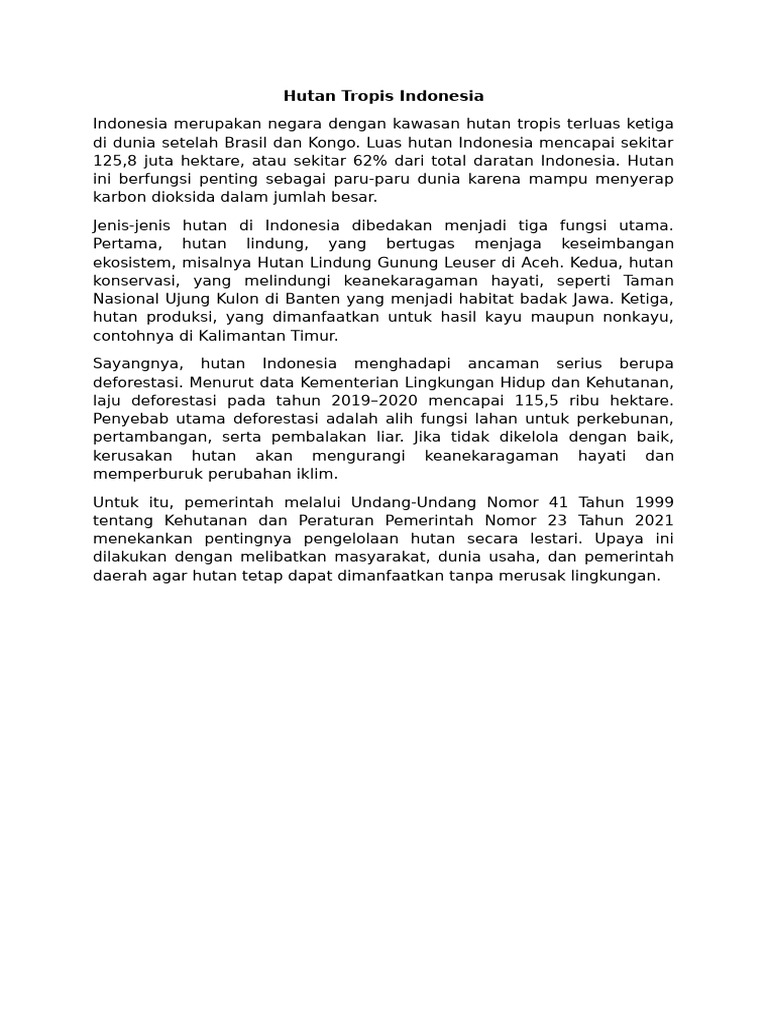 Teks Hutan Tropis Indonesia | PDF