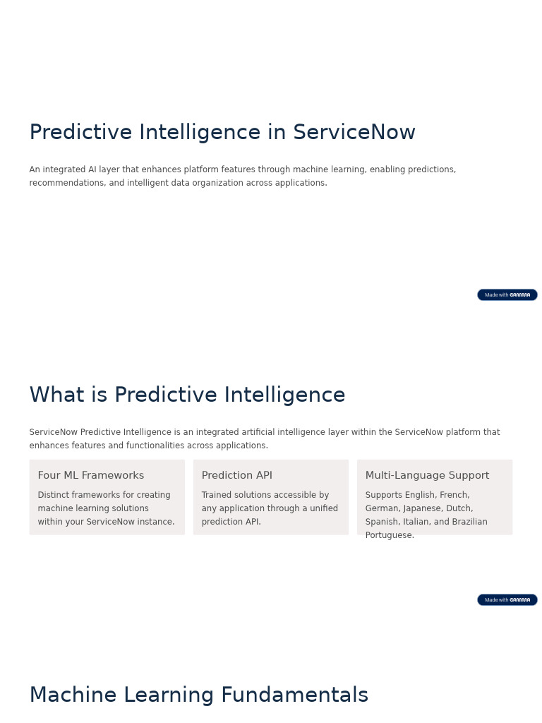 Predictive Intelligence in ServiceNow | PDF | Machine Learning | Artificial Intelligence