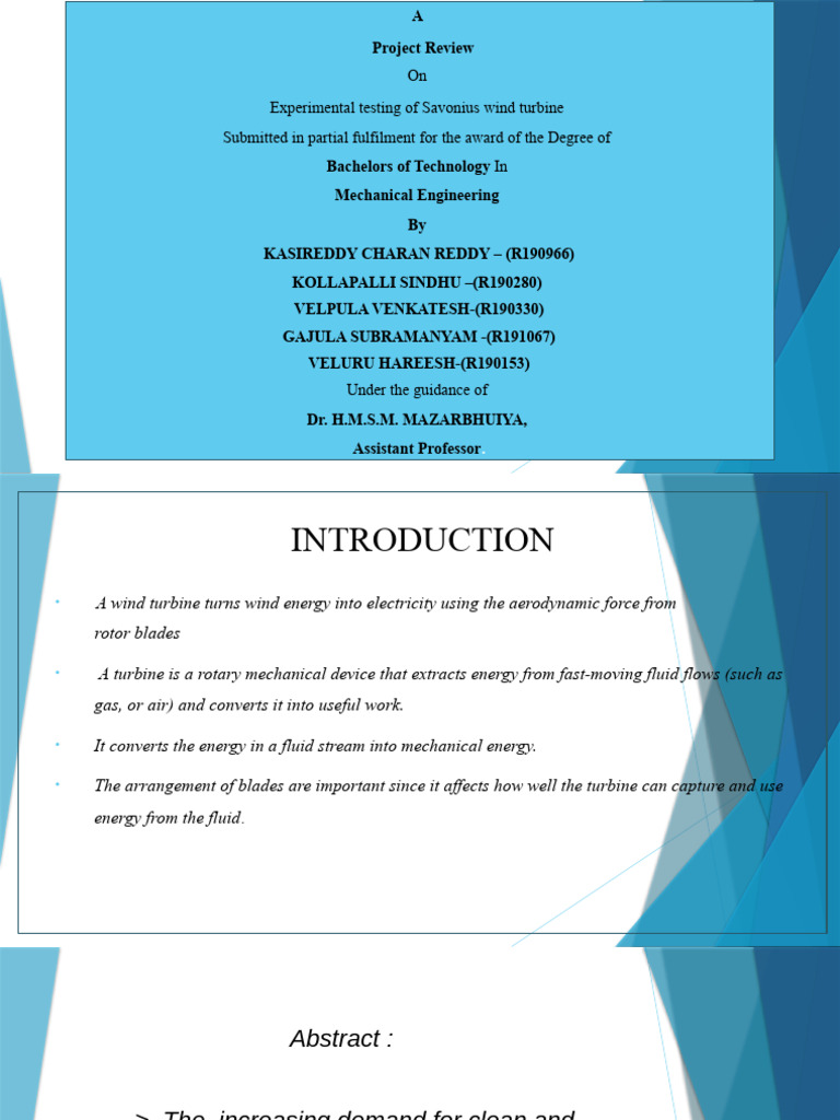 Major Project PPT (J-Shape) | PDF | Torque | Turbine