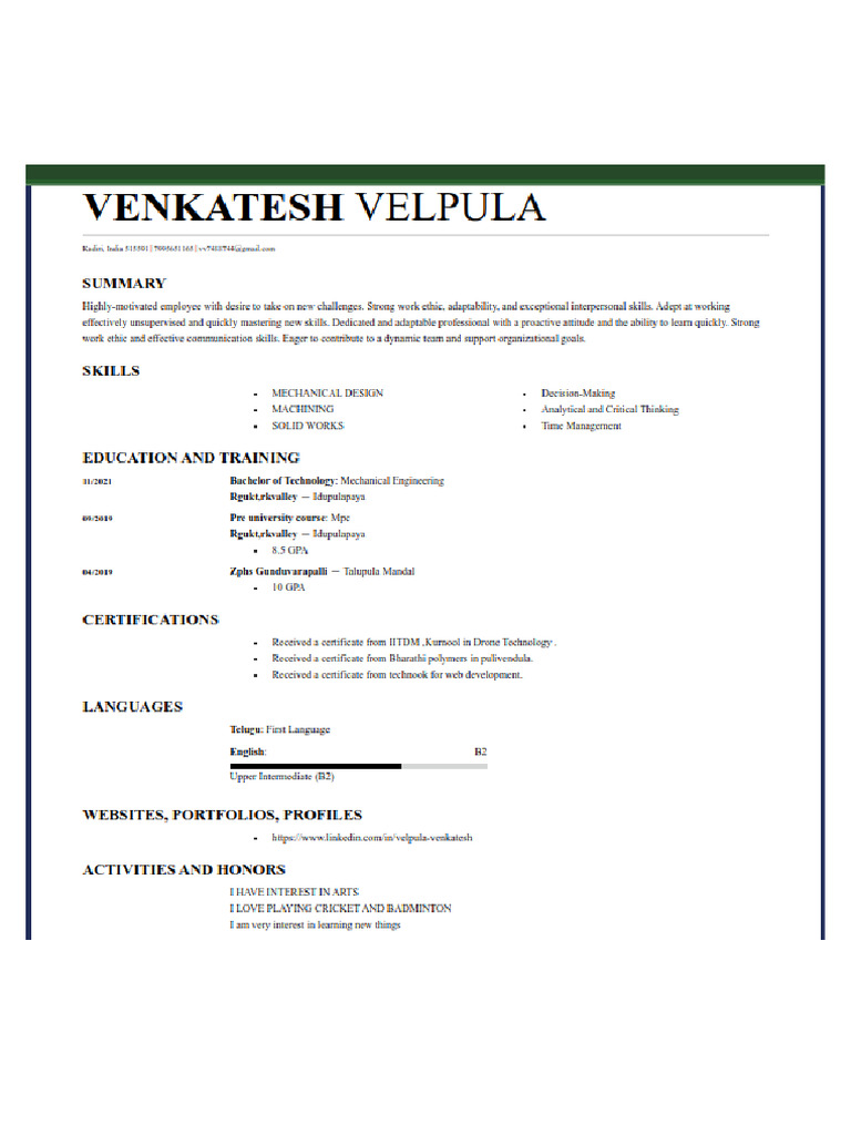 Resume Venky | PDF