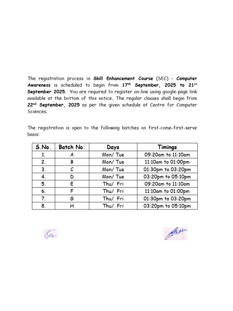 Computer Awarness - SEC Course - Registration Notice B.A. - B. Sc. - B ...