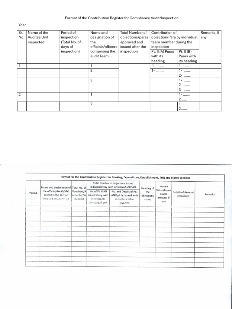 Contribution Register Format for Audits | PDF