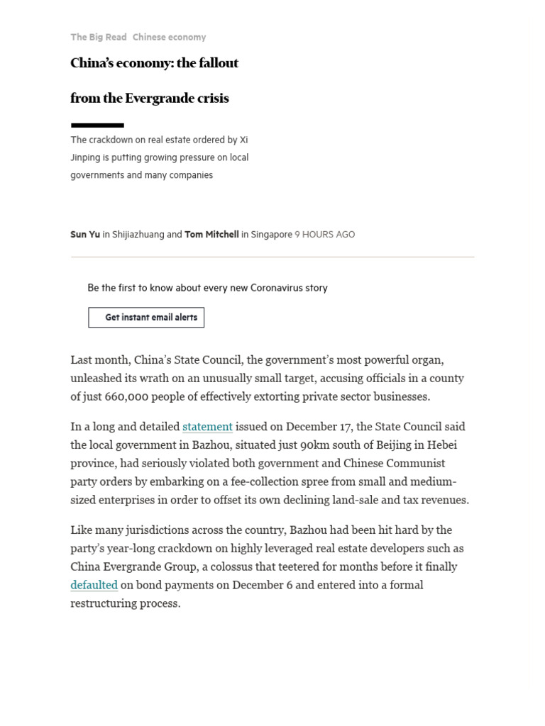China Economy - The Fallout From The Evergrande Crisis | PDF ...