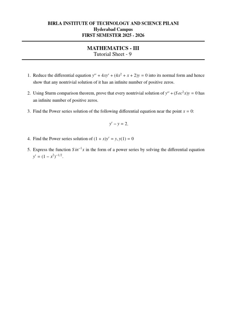 Math III Tutorial 9 | PDF