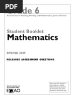 Grade - 6 - Mathematics Curriculum Based Test - 2022 - Student ...