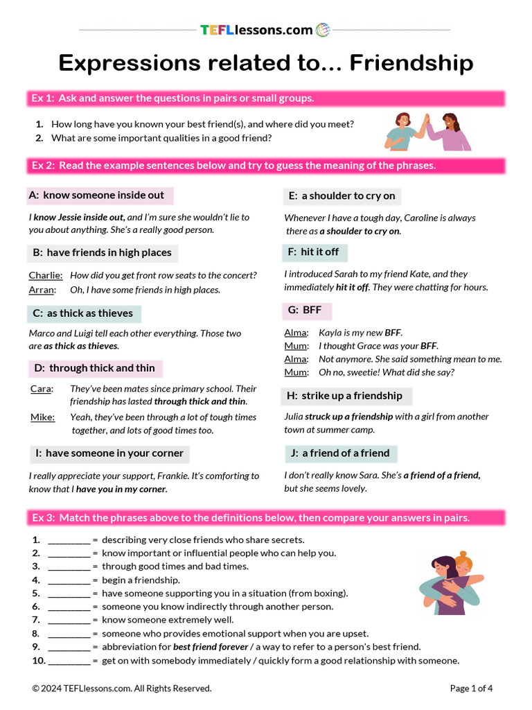 Friendship Expressions and Idioms Guide | PDF