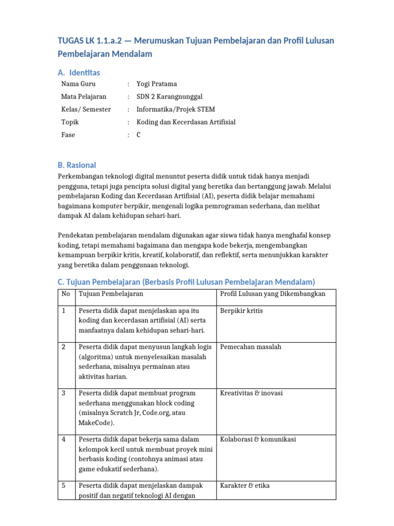 Tugas LK1.1.a.2 Koding Dan AI Kelas5SD | PDF