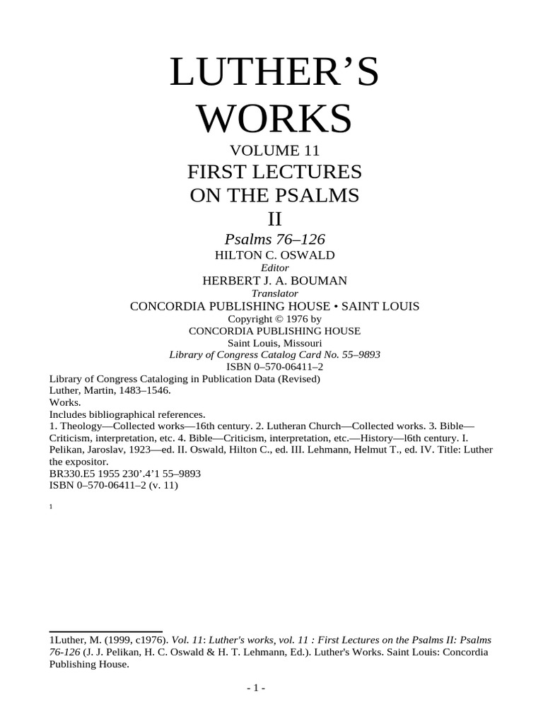 VOL 11 First Lectures On The Psalms II | PDF | Salvation | Jesus