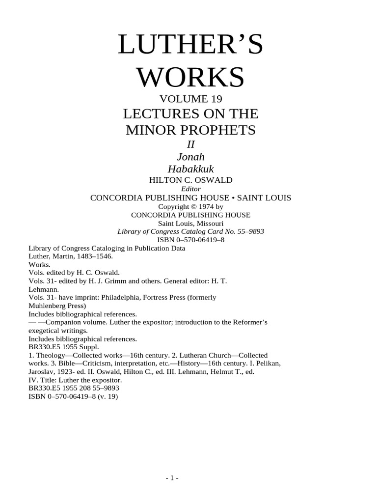 VOL 19 Lectures On The Minor Prohets 2 Jonah Habakkuk | PDF | Jonah | God