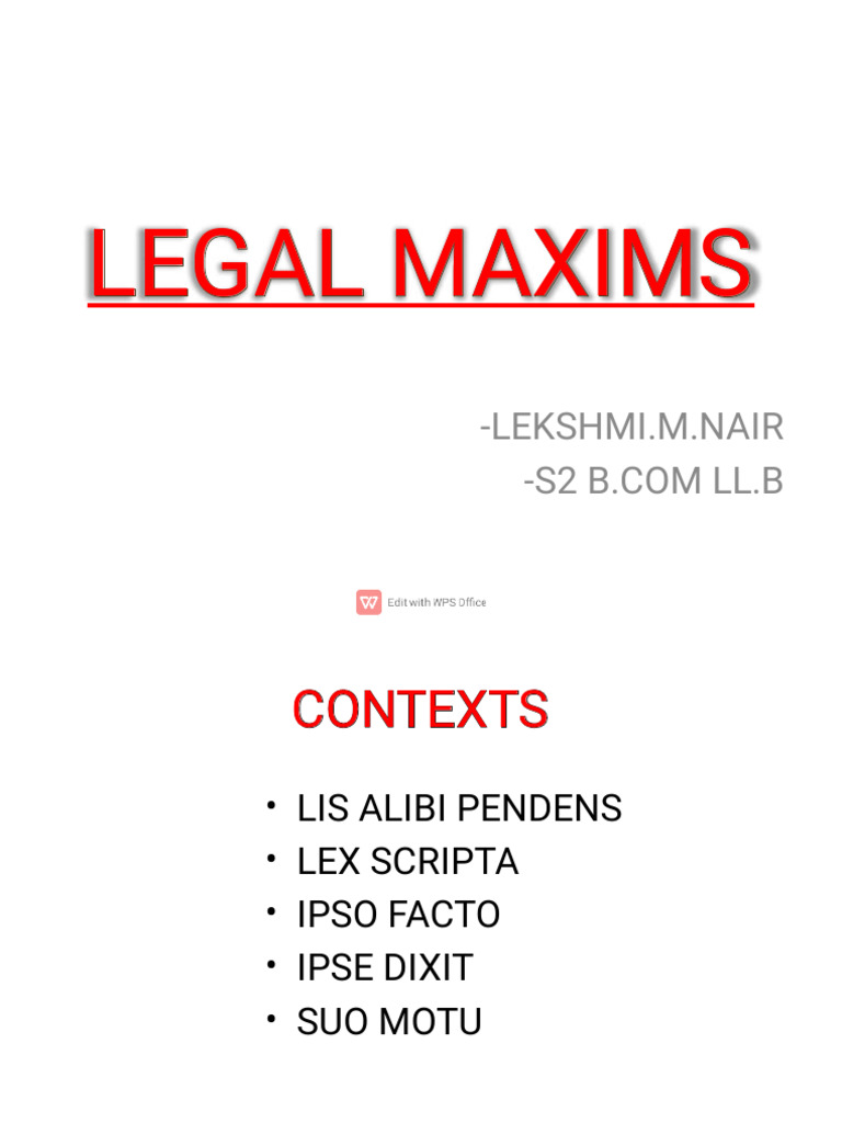 Key Legal Maxims Explained | PDF
