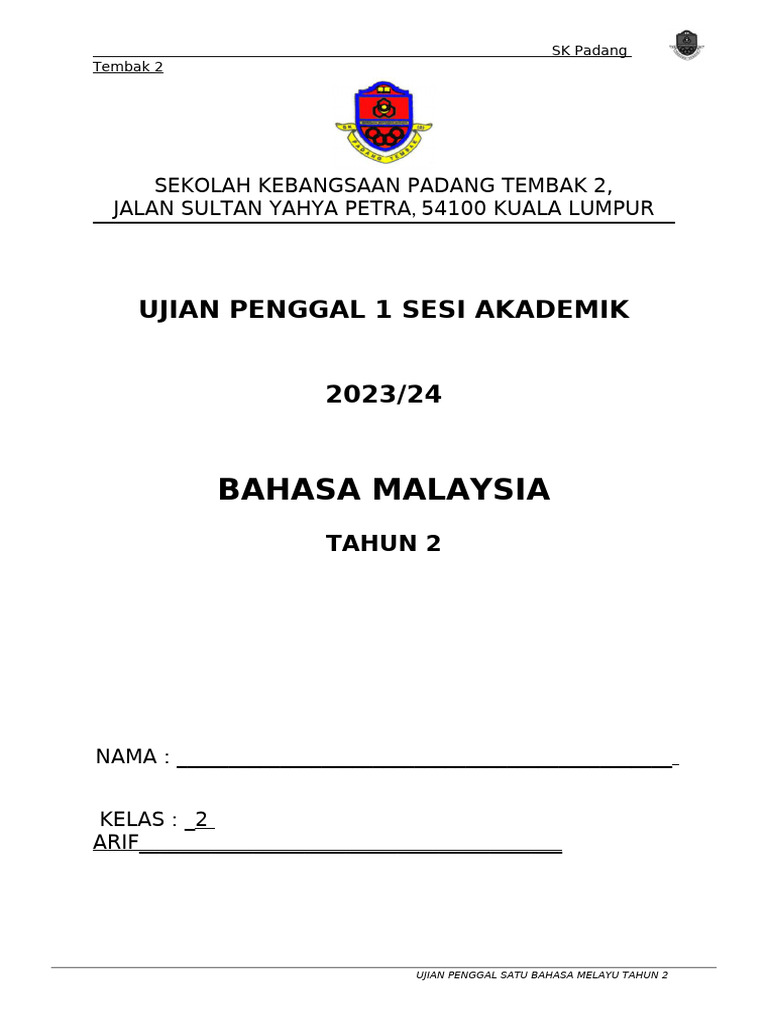 Ujian Penggal 1 BM T2 3.0 | PDF