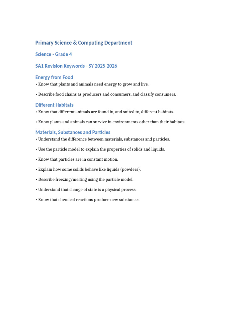 Science Revision Energy Habitats Materials | PDF