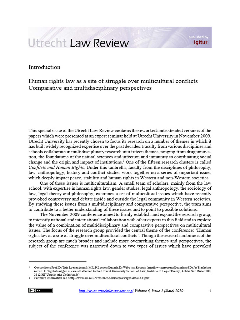 Human Rights Law As A Site of Struggle Over Multicultural Conflicts ...