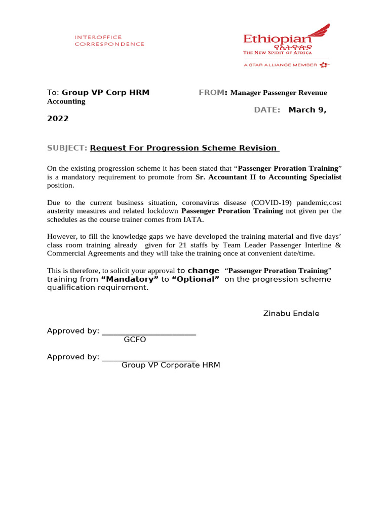 Revision Request for Training Requirement | PDF