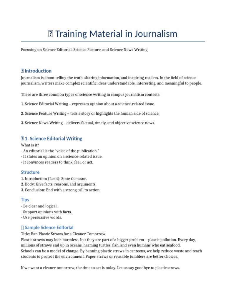 Science Writing in Campus Journalism | PDF | Flood | Science