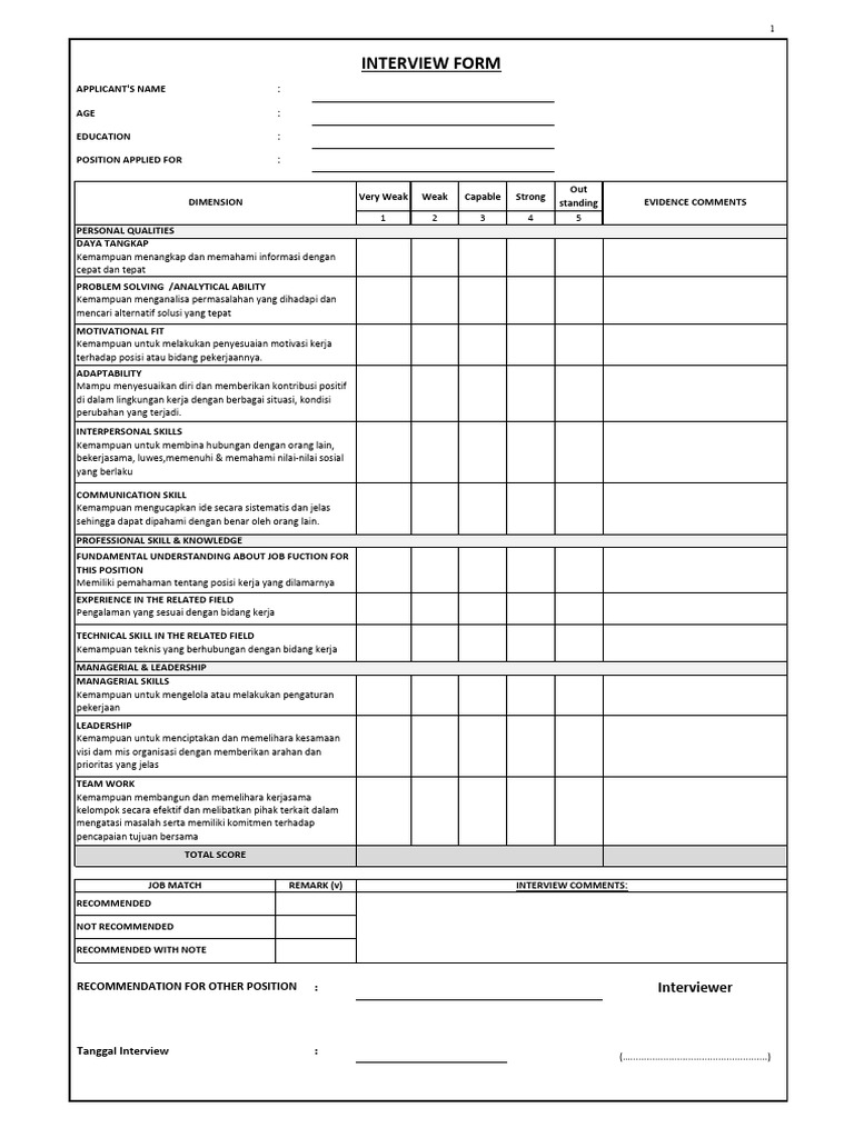 Form Interview | PDF