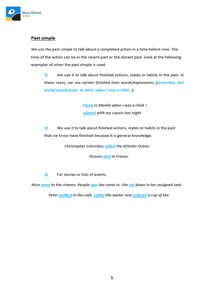 Past Simple and Continuous Tenses Guide | PDF | Verb | Vowel
