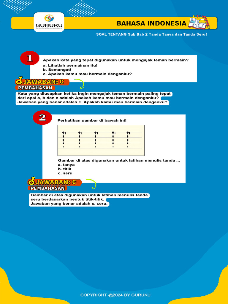 Soal Tanda Tanya dan Tanda Seru dalam Bahasa Indonesia | PDF