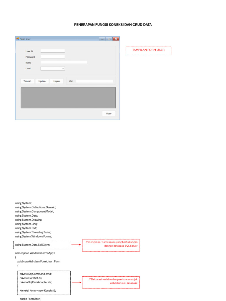 CRUD Data Pengguna di C# WinForms | PDF