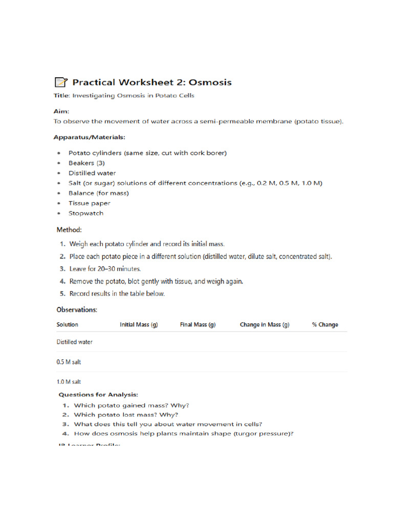 Grade 10 Bio Practical | PDF