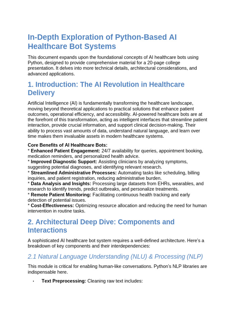 Python AI Healthcare Bot Systems Guide | PDF | Artificial Intelligence ...
